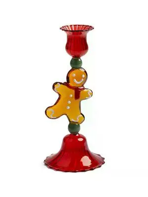 &K AMSTERDAM Merry Gingerbread Candleholder - Red