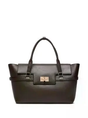 Max Mara Margaux Soft Smooth Leather Handbag Dark - Brown