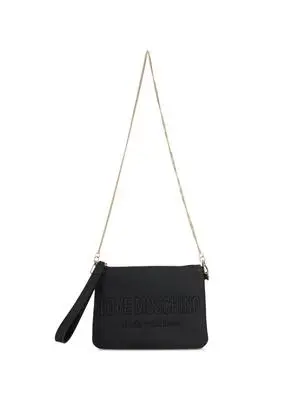 Moschino Logo-embossed Chain-link Shoulder Bag - Black
