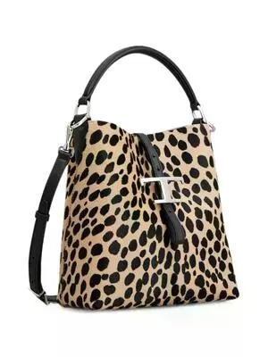 TOD'S T Timeless Leopard-print Bucket Bag - Neutrals