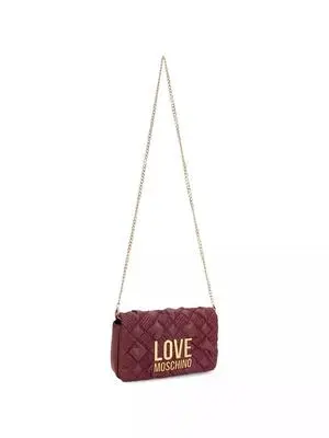 Moschino Quilted Logo-plaque Shoulder Bag - Red