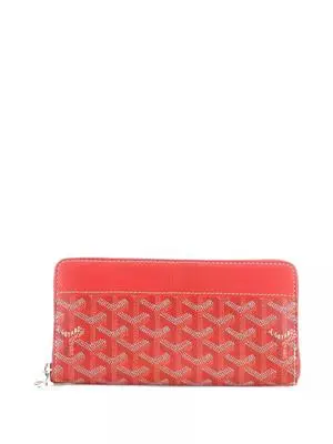 Goyard Matignon Zip Wallet Coated Canvas With Leather Small Wallets - Red