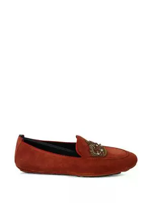 Dolce & Gabbana Crystal-embellished Crown Loafers - Brown
