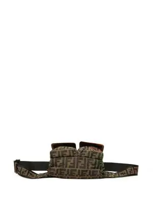 Fendi 2000-2010 Zucca Canvas Double Pocket Belt Bag
