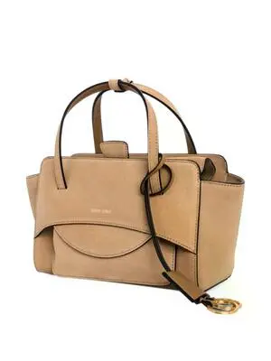 HIDESINS Small Flap Suede Tote Bag - Neutrals