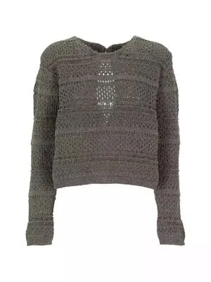 THE EROSE Metallic-effect Pointelle-knit Sweater