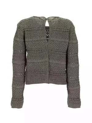 THE EROSE Metallic-effect Pointelle-knit Sweater
