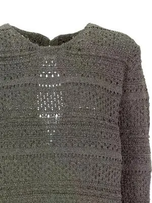 THE EROSE Metallic-effect Pointelle-knit Sweater