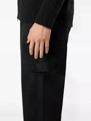 Stone Island 3100025 Raw-hand Wool-cotton Gabardine-tc_s.i. Ghost Chino Trousers - Black