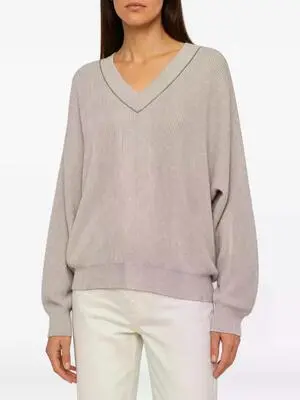 Brunello Cucinelli Monili-beaded V-neck Sweater