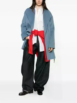 Emporio Armani Belted Logo-embroidered Coat