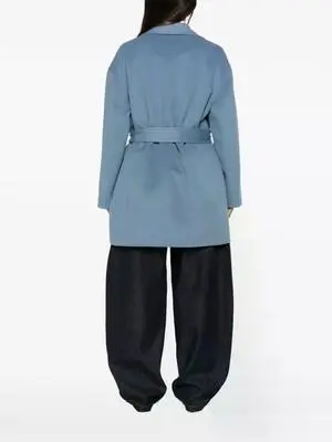 Emporio Armani Belted Logo-embroidered Coat