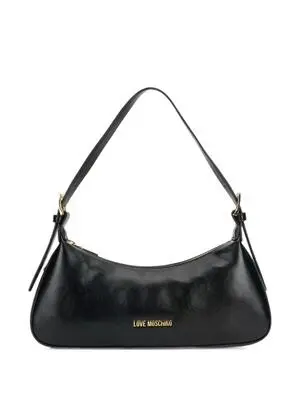 Moschino Curved Logo-plaque Shoulder Bag - Black