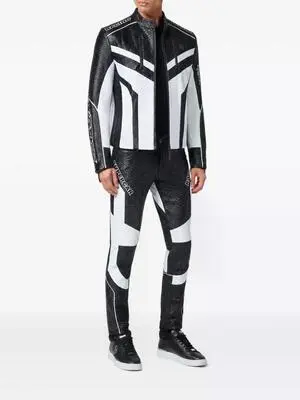 Philipp Plein Python Leather Pants Vegas Racing