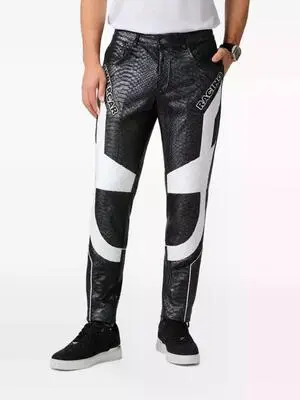 Philipp Plein Python Leather Pants Vegas Racing