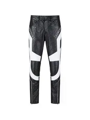 Philipp Plein Python Leather Pants Vegas Racing - Black