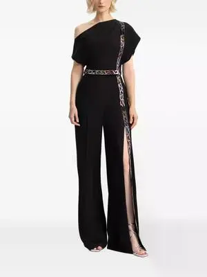 GEMY MAALOUF Bead-embellished Side-slit Trousers - Black