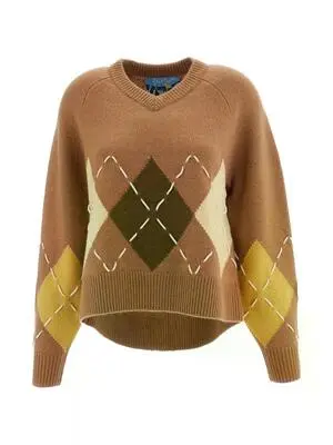 Arch4 Sloane Argyle-intarsia V-neck Sweater - Brown