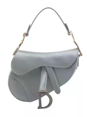 Dior 2015-2026 Mini Satin Crystal Embellished Saddle Bag Handbag - Grey