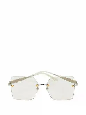 Gucci Crystal-embellished Square Sunglasses - Silver
