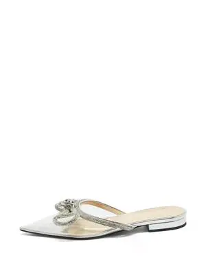 Mach & Mach Double Bow Pointed-toe Mules - Silver