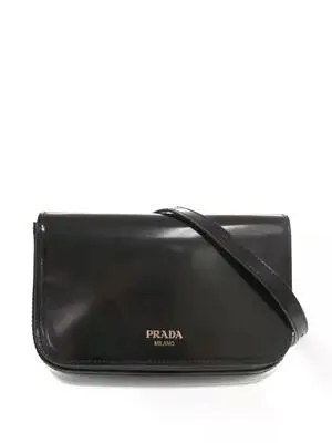 Prada 2010-2026 City Calf Flap Crossbody Bag - Black