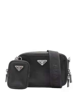 Prada 2013-2026 Medium Saffiano Trimmed Re Nylon Brique Satchel - Black