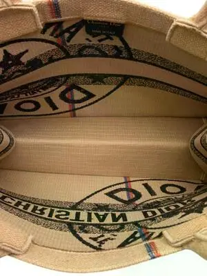 Dior 2022 Medium Jute Embroidered Book Tote Bag