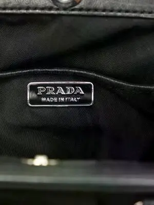 Prada 2000-2013 Beaded Tessuto Evening Bear Frame Handbag