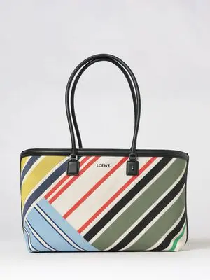 Loewe Verano Striped Cotton Canvas Tote Bag With Leather Handles - Multicolor