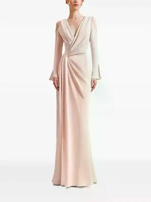 GEMY MAALOUF Cold-shoulder Draped Gown - Neutrals