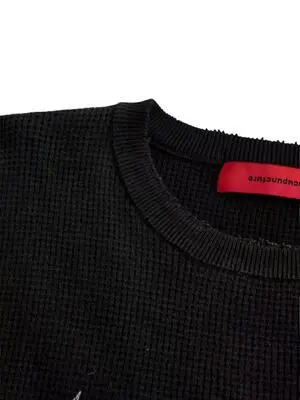 ACUPUNCTURE 1993 Metal Waffle Distressed Logo-print Sweater