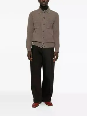 FILIPPO DE LAURENTIIS Ribbed-knit Patch-pocket Cardigan