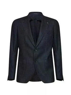 Tagliatore Houndstooth Single-breasted Jacket - Blue