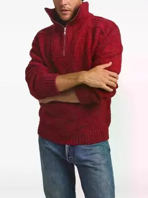 CESAR CASIER Alaska Quarter-zip Sweater - Red