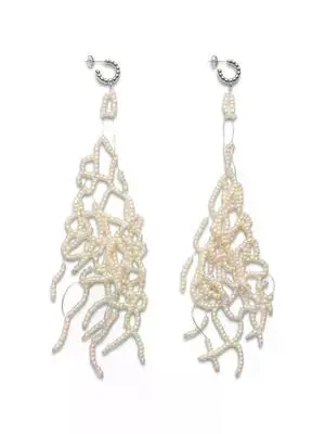 LEMAIRE Glass-bead Tassel Earrings - Silver