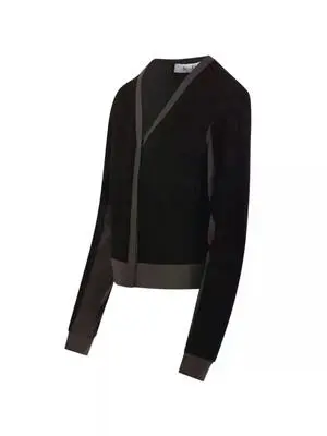 Max Mara Suede-panelled V-neck Cardigan