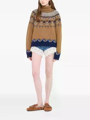 Alanui Sweet Winter Fair Isle Turtleneck Sweater