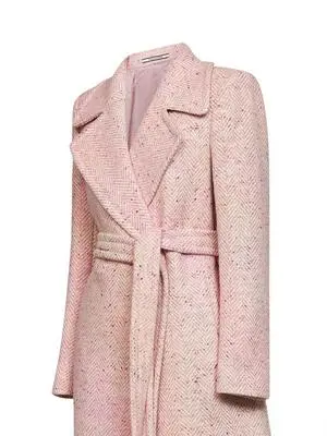 Tagliatore Molly Herringbone-pattern Belted Coat - Pink