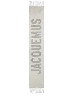 Jacquemus Sciarpa In Lana Con Frange E Logo