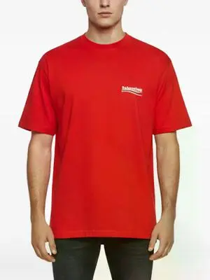 Balenciaga Logo-embroidered Oversized T-shirt - Red