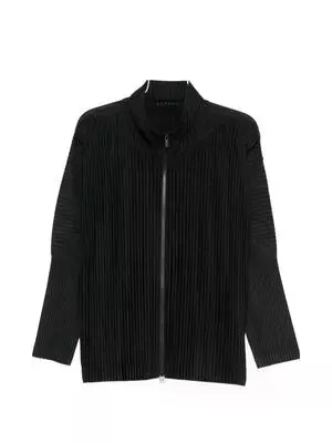 Issey Miyake Pleated Zip-up Jacket - Black