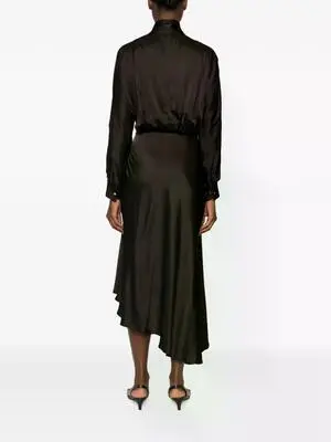 Maje Tie-neck Asymmetric Midi Dress