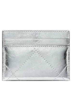 Tory Burch Kira Diamond Quilted Metallic Leather Card Case