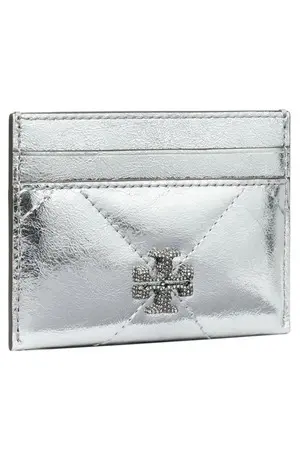 Tory Burch Kira Diamond Quilted Metallic Leather Card Case