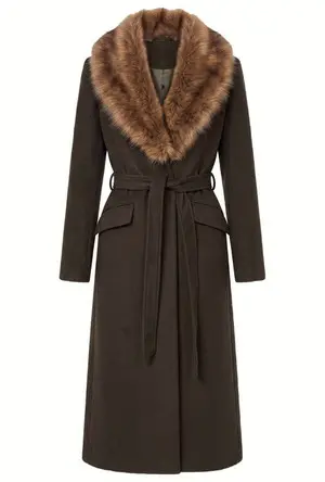 NICHOLAS Mae Coat With Faux Fur Collar