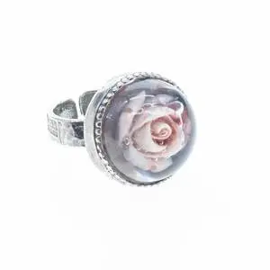 GEM KINGDOM Pink Rose Statement Ring - Pink/silver