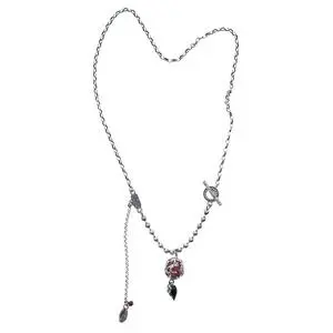 GEM KINGDOM Red Carnelian Pendant Necklace - Red/silver