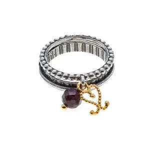 GEM KINGDOM Sterling Charm Stacking Ring Set - Silver
