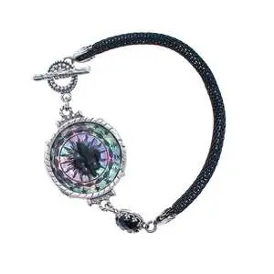 GEM KINGDOM Fleur-de-lis Resin Black Mesh Bracelet - Black/silver